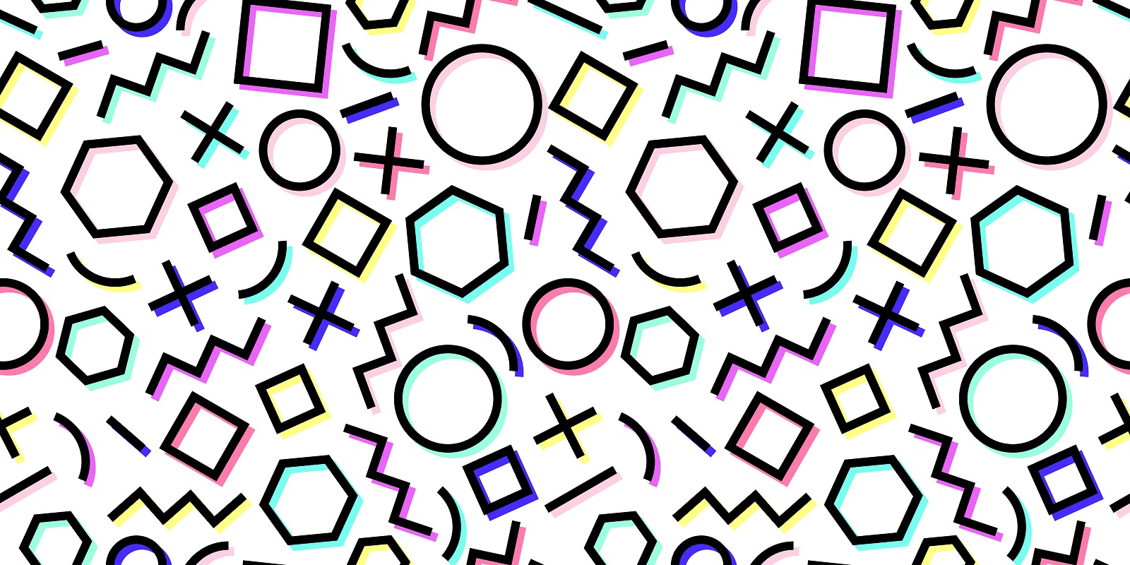 Vector seamless geometric pattern. Memphis Style. Abstract 80s. Bright ...